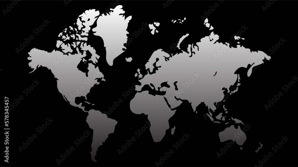 World map vector, isolated on white background. Flat Earth, gray map ...