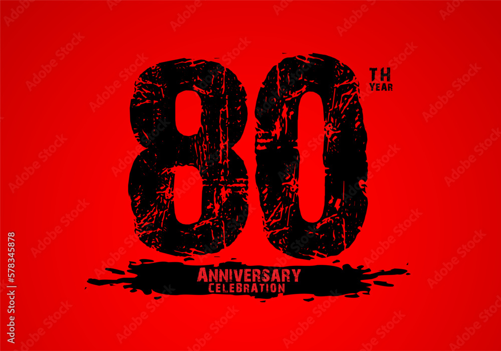80 years anniversary celebration logotype on red background, 80th ...