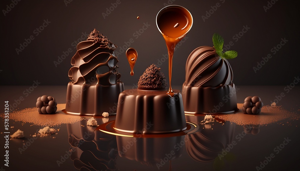 Delicious chocolate desserts. Chocolate sculptures. Elegant chocolate ...