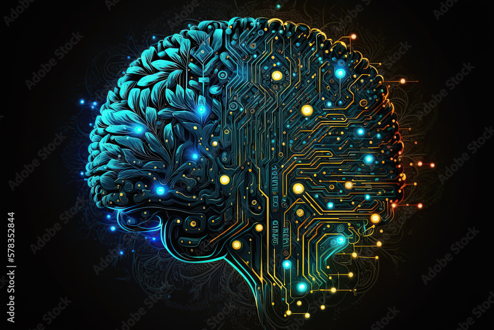 Abstract artificial intelligence brain technology background. Ai ...