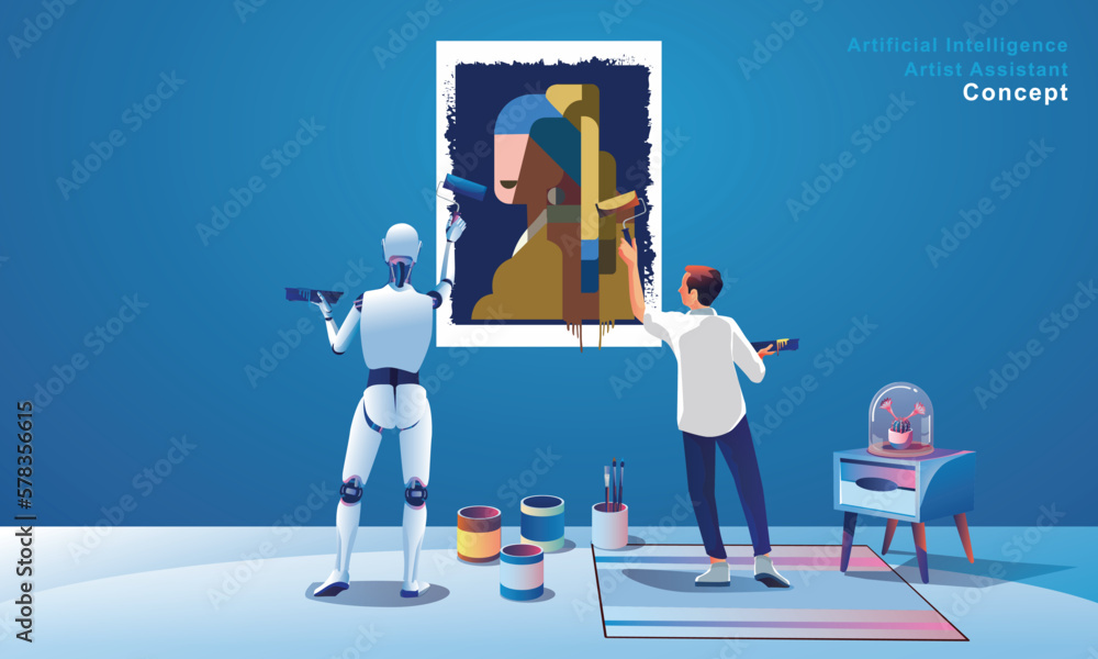 Robot Painting Creating Artwork, artificial intelligence artist ... Robot Painting Creating Artwork, artificial intelligence artist ...