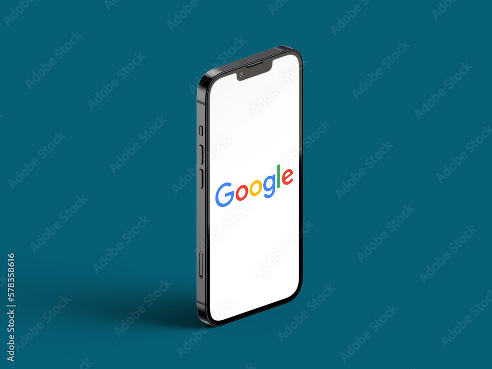 Mobile phone with the Google Logo on the screen Stock Photo | Adobe Stock