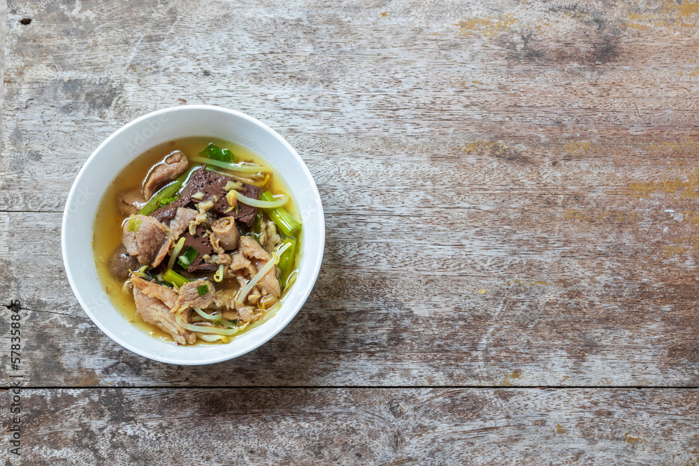 Boiled pig's blood soup. Thai Style Clear Soup with Congealed pork ...