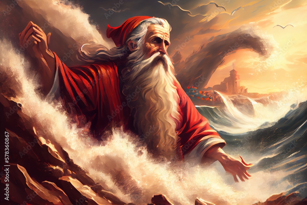 Prophet Moses And The Red Sea. Generative AI Stock Illustration | Adobe ...