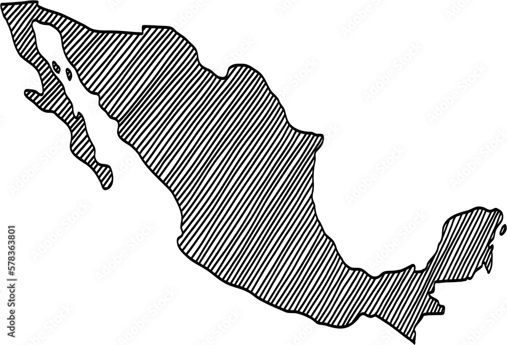 doodle freehand drawing of mexico map. Stock Illustration | Adobe Stock