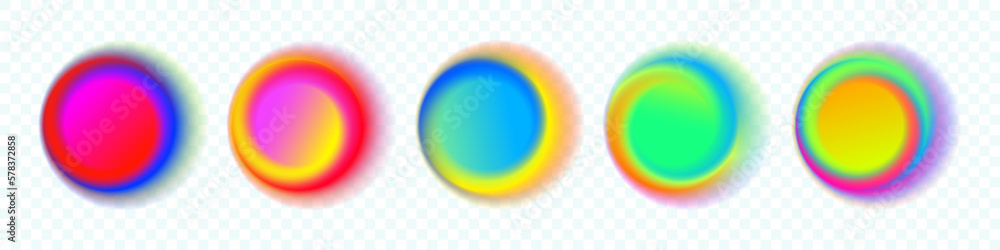 Color gradient circles, neon light abstract shapes with color gradation ...