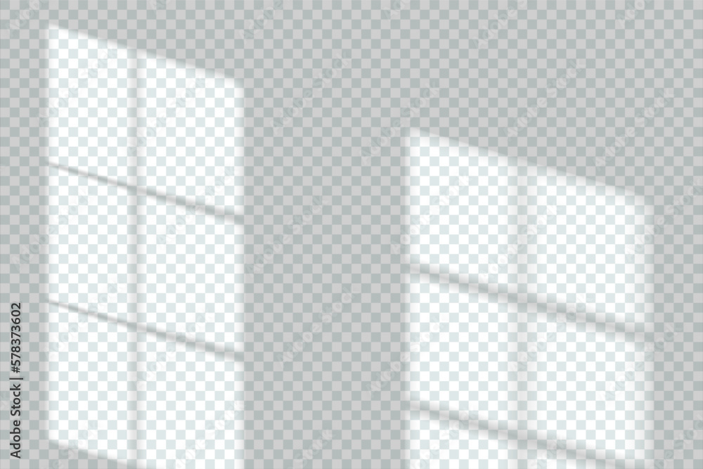 Window shadow light reflected on wall background, vector sun shade ...