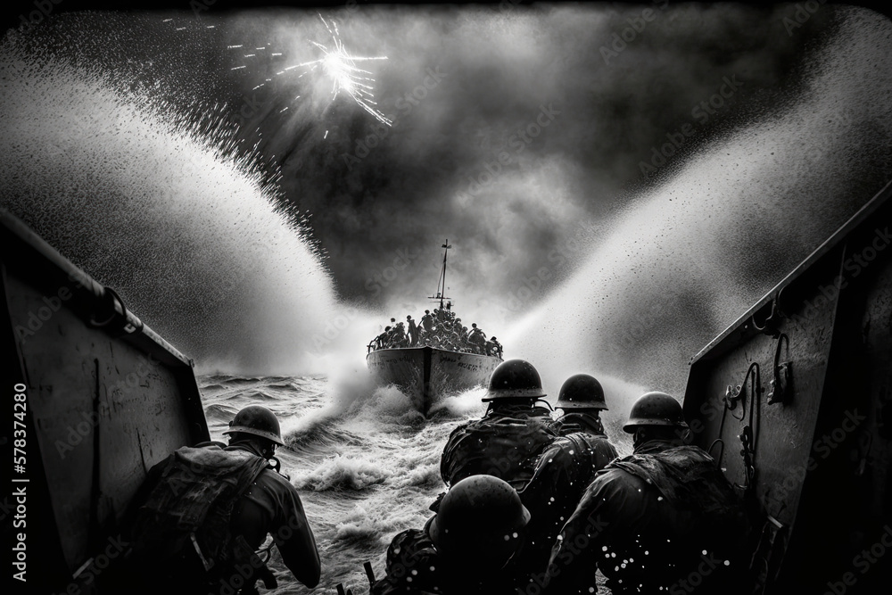 Naval assault on the German defenses from the perspective of a war ...