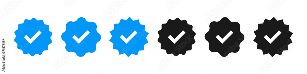 Verified badge profile set. Social media account verification icons ...