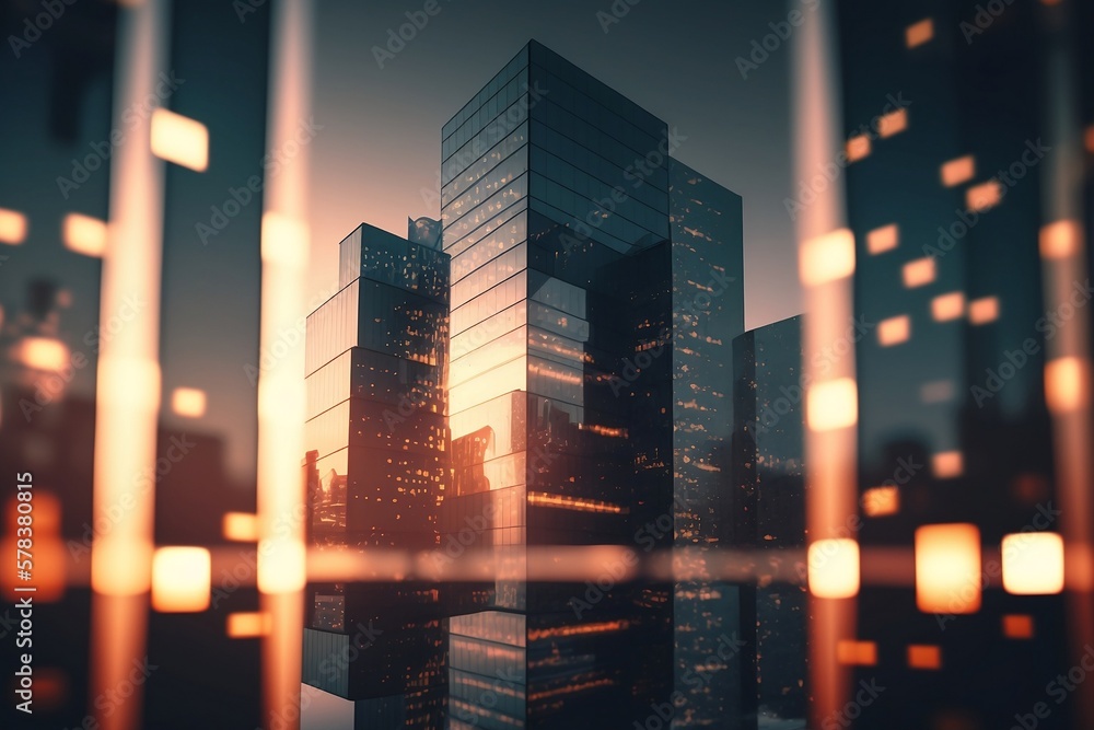 Enjoy the stunning view of a city's business district from a high tower ...