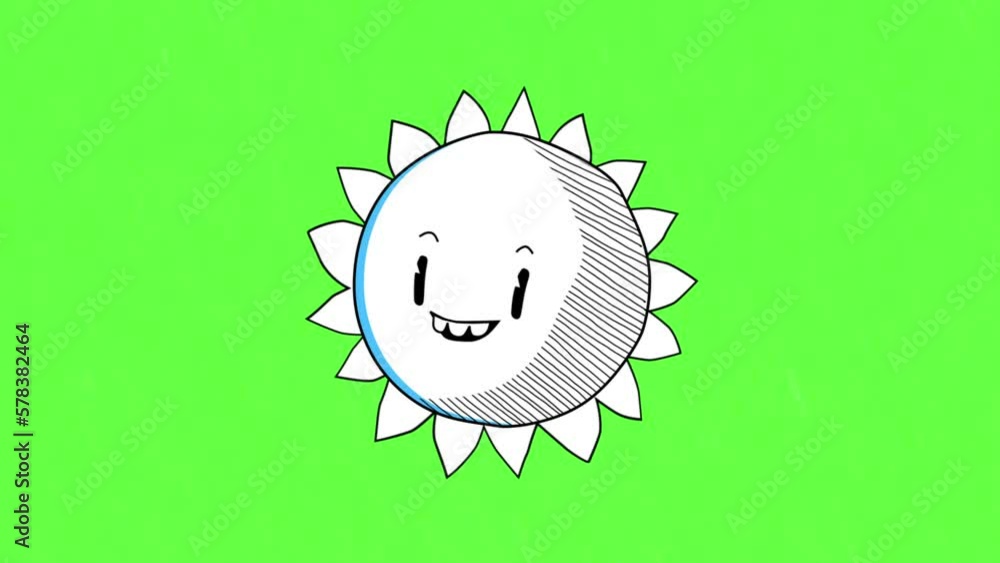 sun animated drawing green screen background Stock Video | Adobe Stock