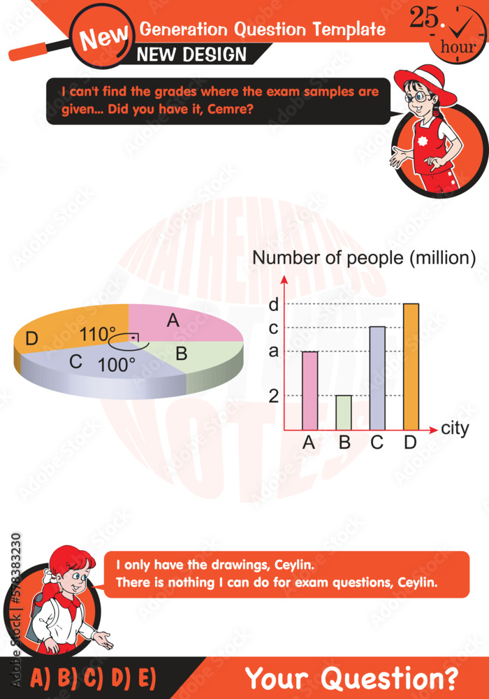Mathematics, graph questions, column, circle, line, pie chart, next ...