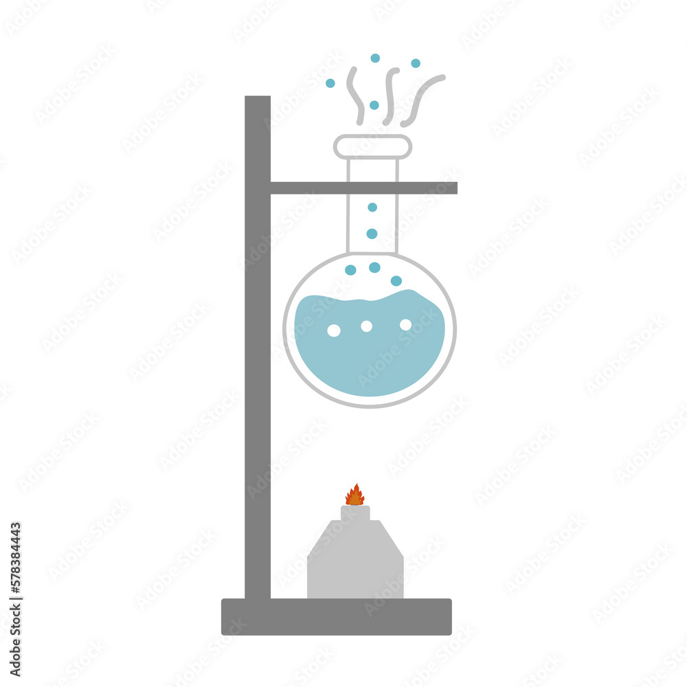 The science experiment of the chemical reaction was induced by heat ...