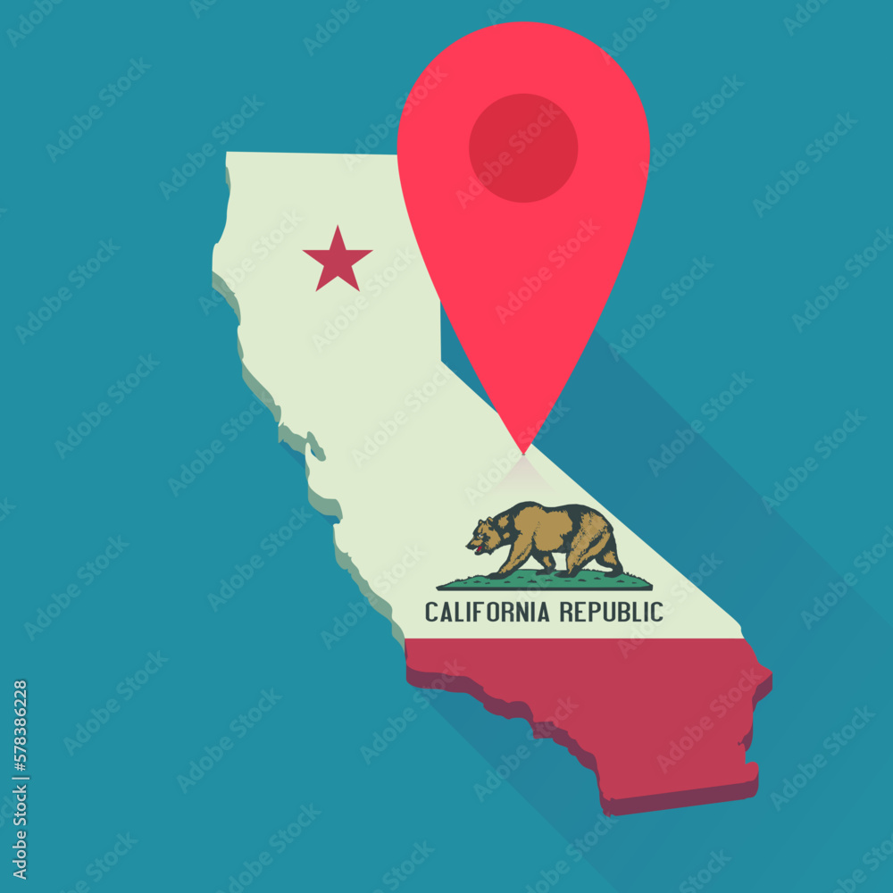 3D map of the US state of California over a blue background with its ...