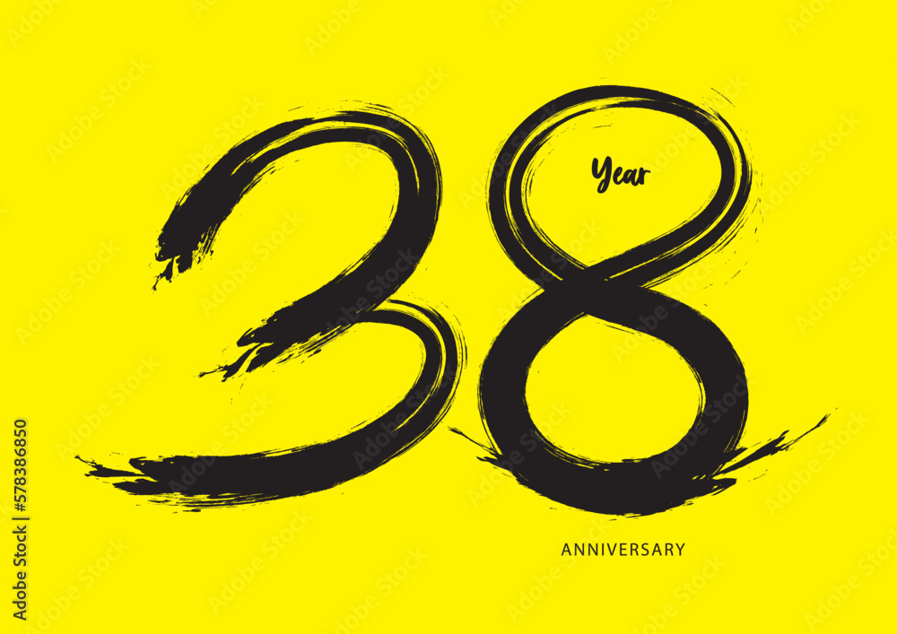 38 year anniversary celebration logotype on yellow background, 38 ...