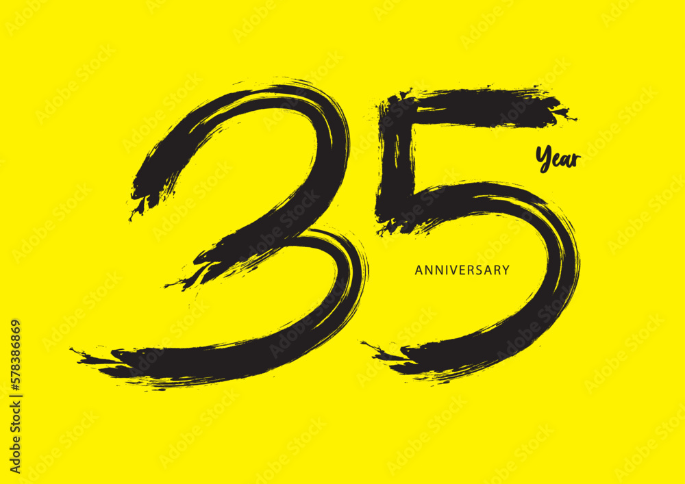 35 year anniversary celebration logotype on yellow background, 35 ...