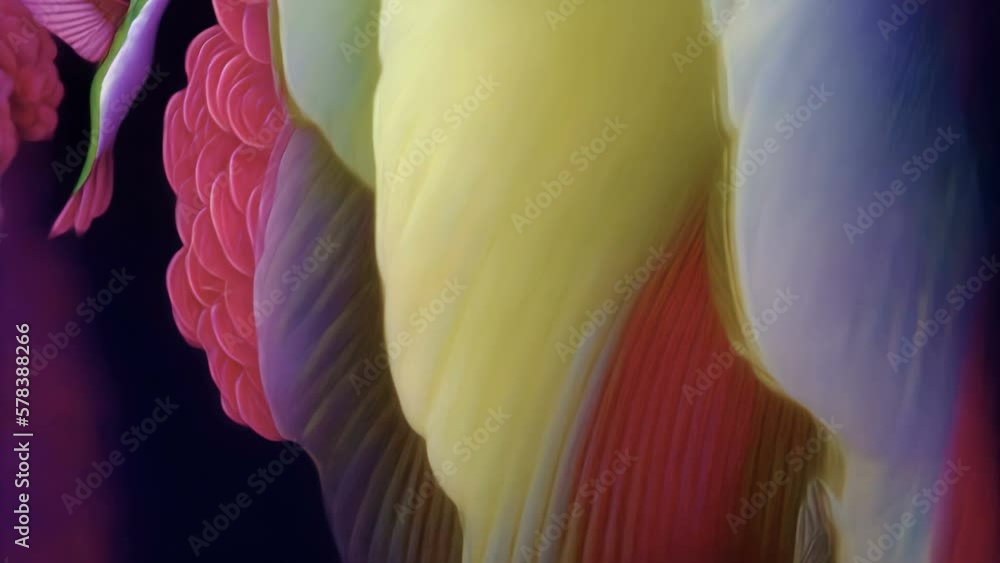 Generative ai motion animation of surreal vintage painting of flowers ...