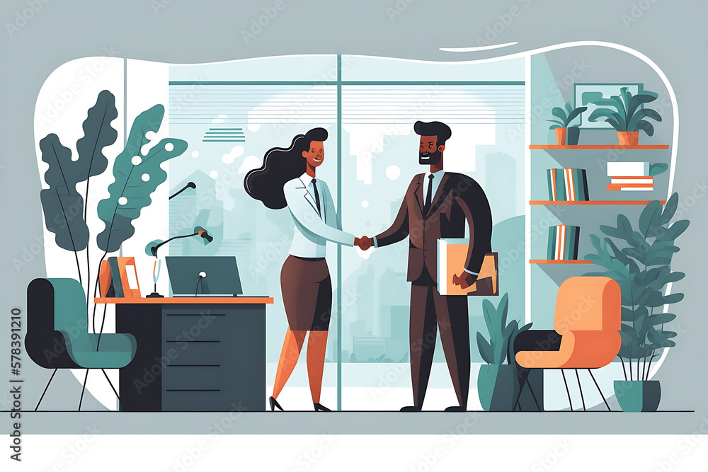 Flat vector illustration Indian friendly CEO businessman human ...