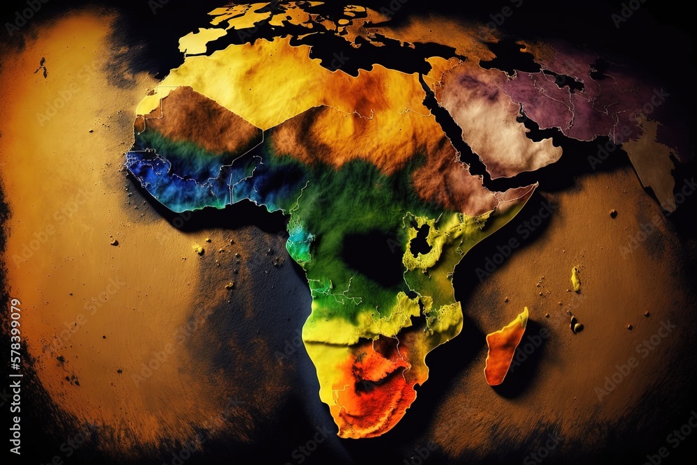 Colorful africa map illustration. Generative AI Stock Illustration ...