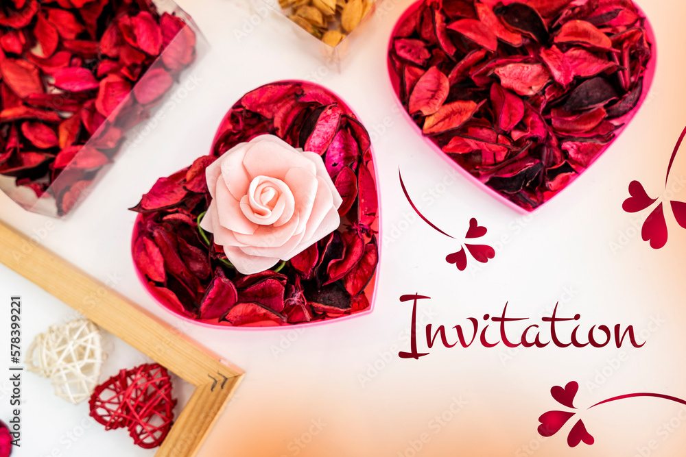 Invitation background Design, Flatly image of Red rose flower Stock ...