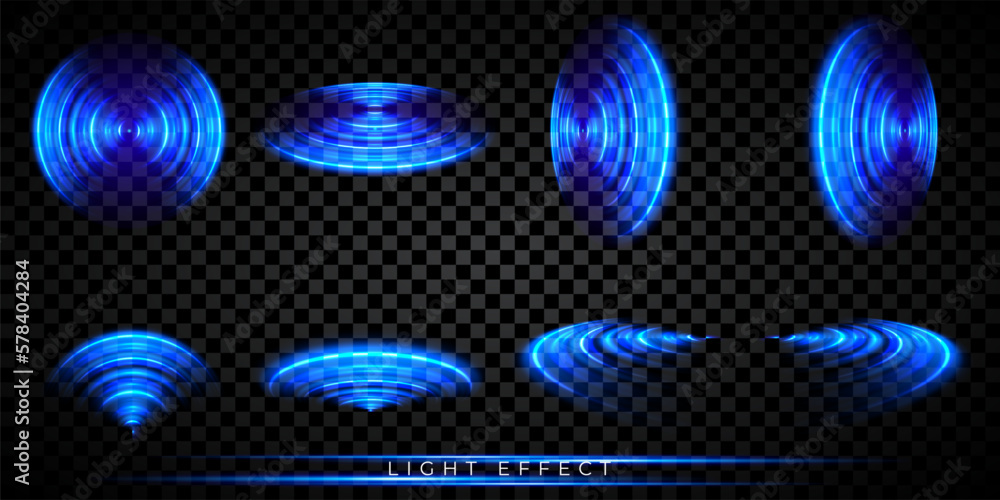 Round light effect set. Sonar sound wave. Signal concentric circle ...