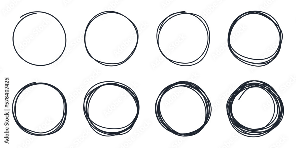 Sketch frames. Simple handwriting frame, doodle scribble circle ...