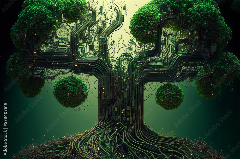 Electronic circuit board inspired by nature, showing the synergy ...