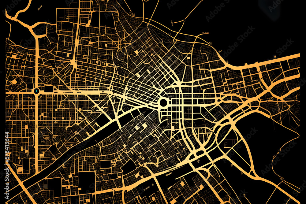Urban Blueprint: City Map in monochrome hues with clean lines and ...