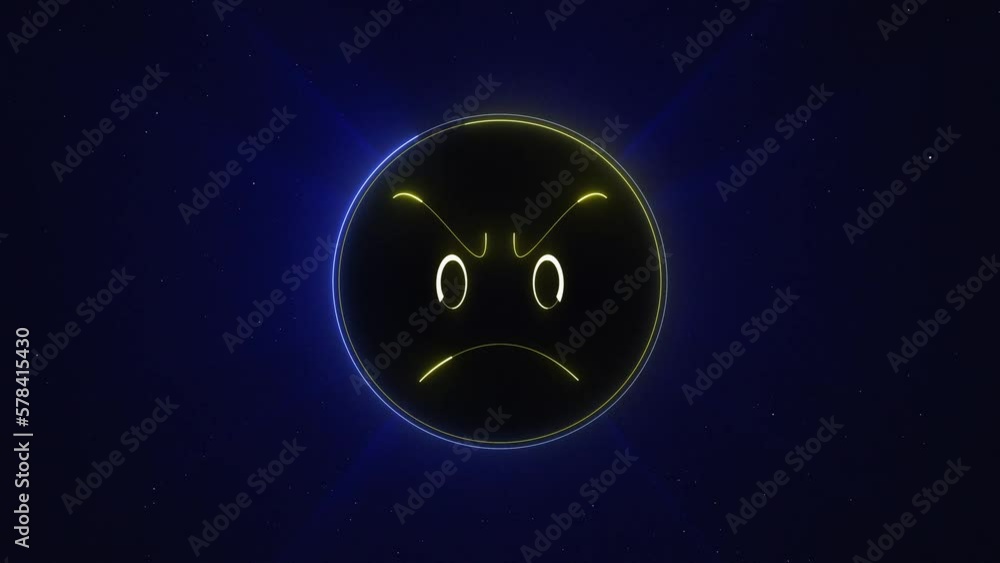 ANGRY Face Emoji Neon Background, Animation, Loop, Social Media ...
