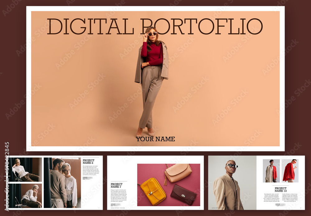 Digital Portfolio Layout Stock Template | Adobe Stock
