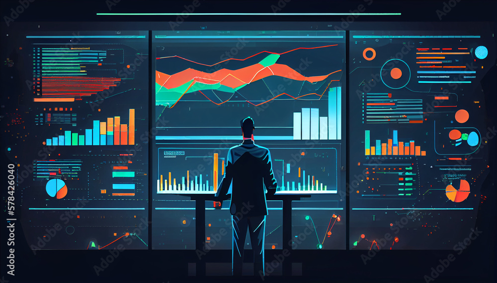Stock_market_and_investing_concept_with_dark_backgroun Analyst_working ...