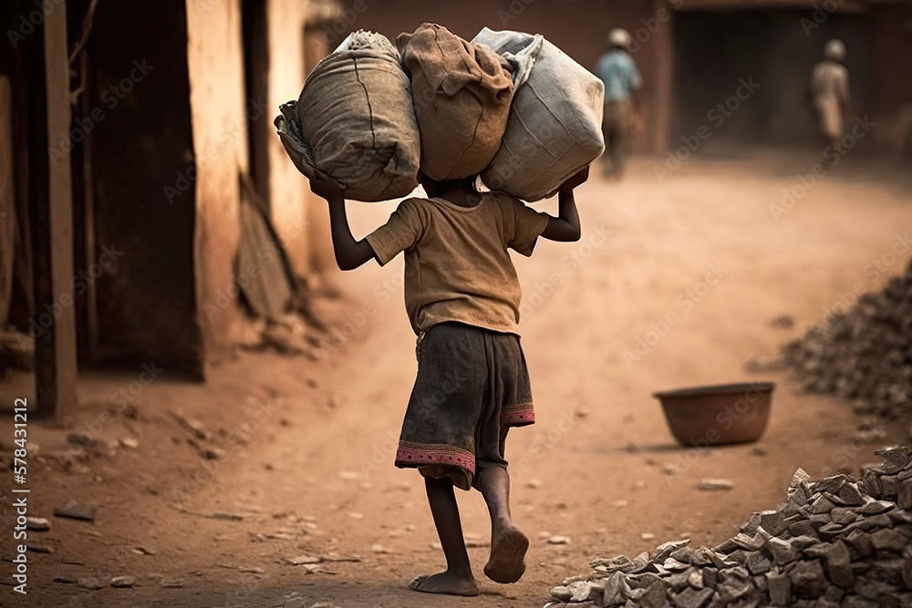 Child labor back view, concept of Exploitation and Oppression, created ...