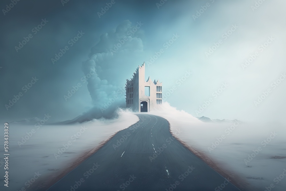 Concept art of surreal road, way, lost, life and endless. conceptual 3d ...