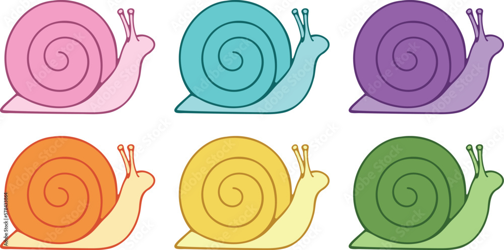 Cute Snail Clipart in Pastel Rainbow Colors Stock Vector | Adobe Stock