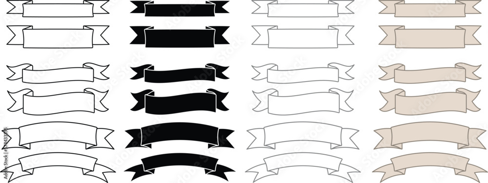 Ribbon Banner Sign Template Clipart - Outline, Silhouette & Color Stock ...