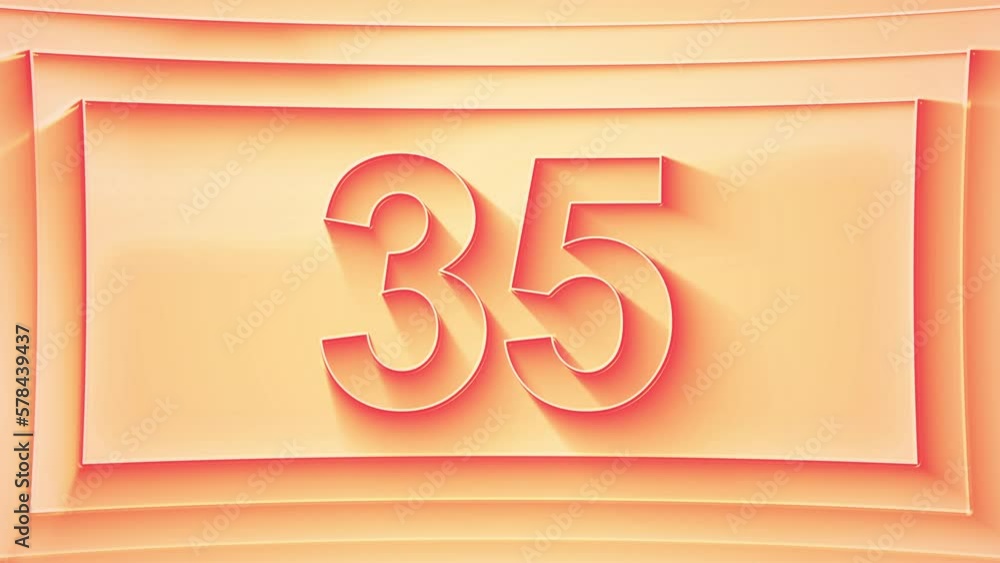 Progressive counting from 1 to 43. Minimalistic embossed number with ...
