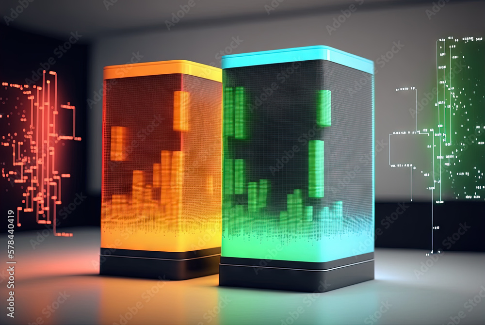 Big data abstract concept with data clusters collected by server ...