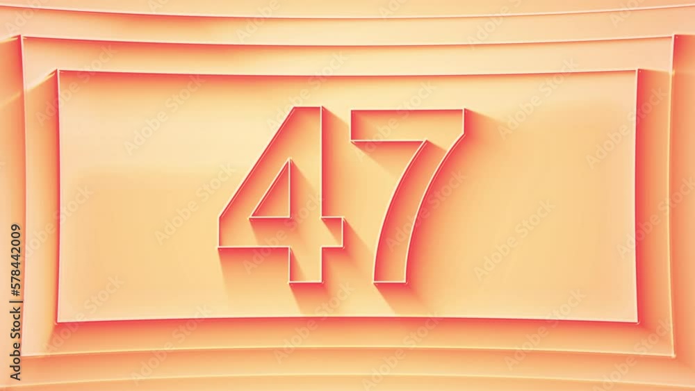 Progressive counting from 1 to 59. Minimalistic embossed number with ...