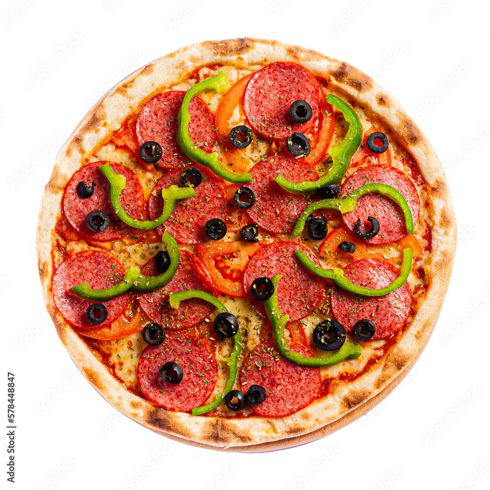 Pizza isolated on transparent background from top view set. Cropped ...