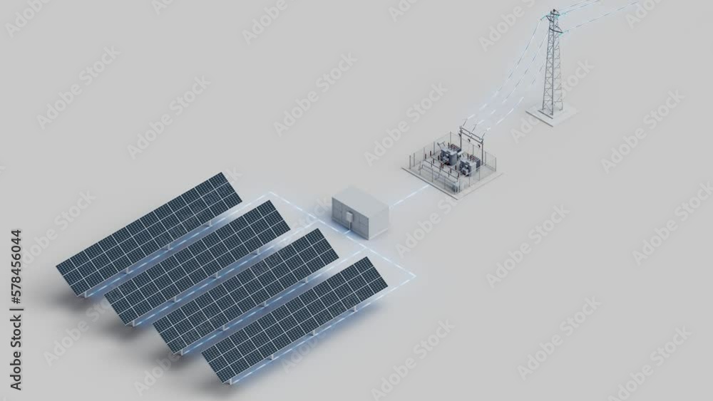 Vidéo Stock Solar panels connected to the substation and to the power ...