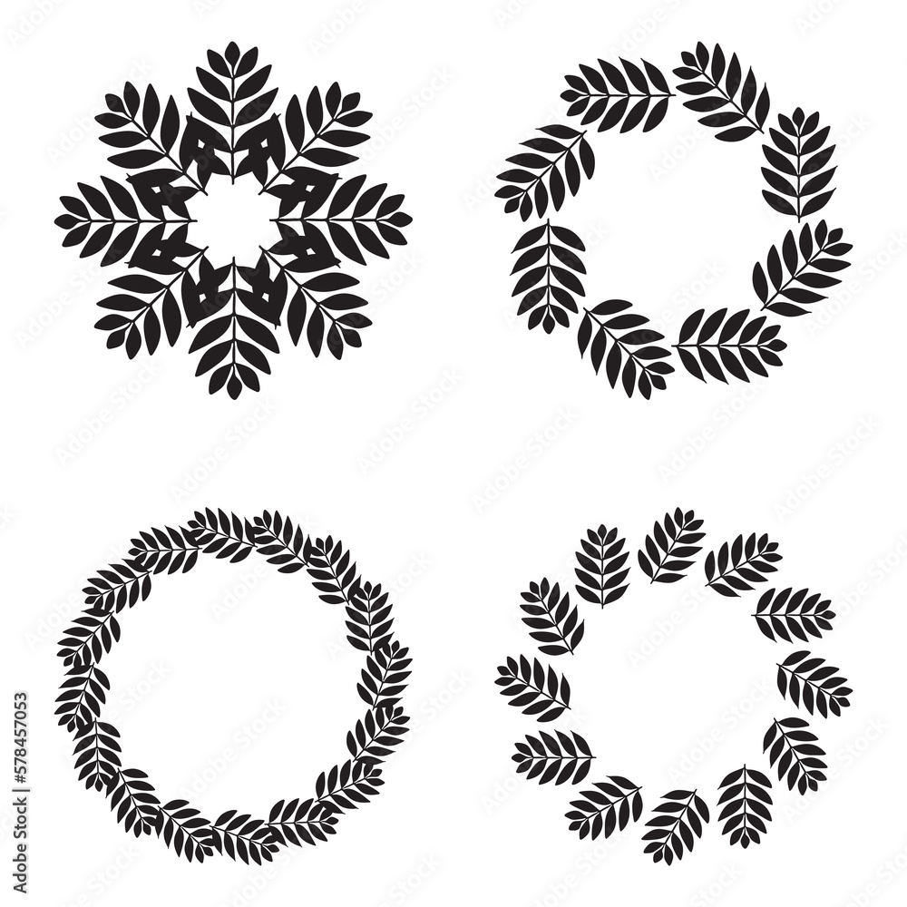 Ornate floral wreath illustration set. Vector collection of delicate ...