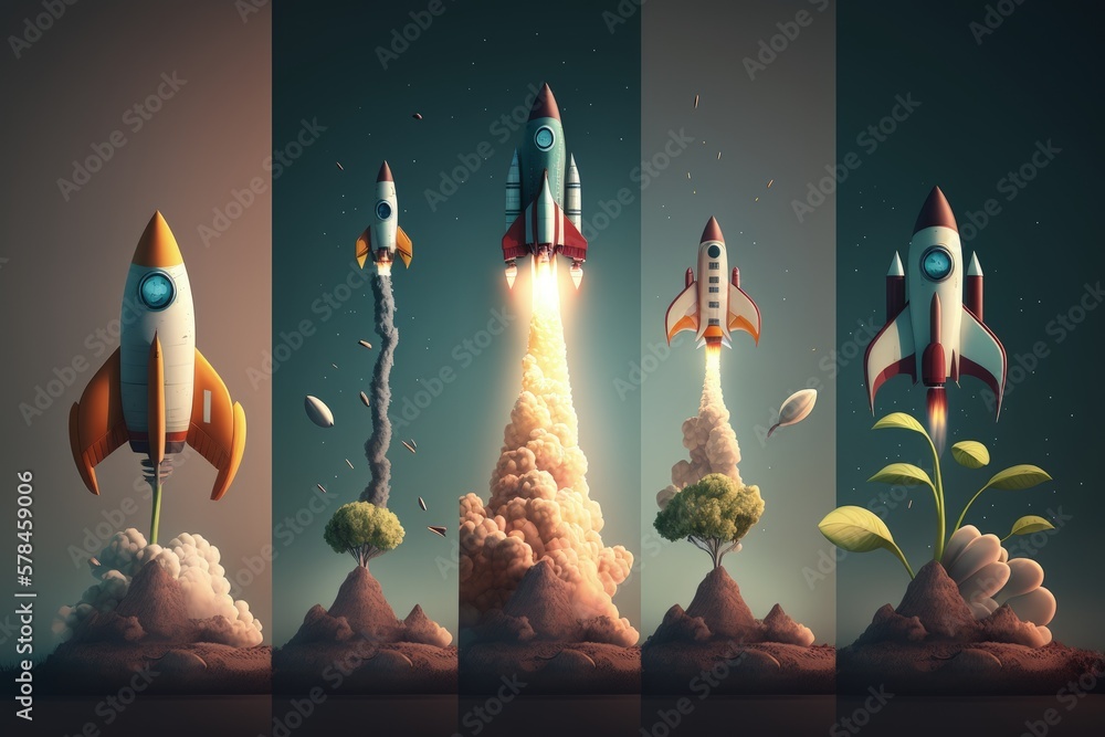 Different stages of launching a rocket, Concept of the different stages ...