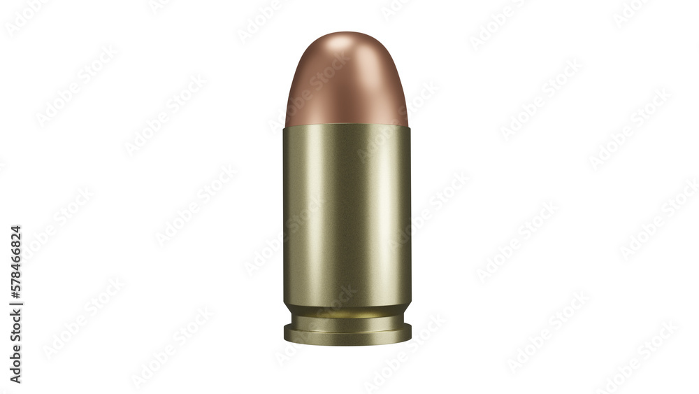 Pistol bullet of .45 ACP isolated on transparent background. Military ...