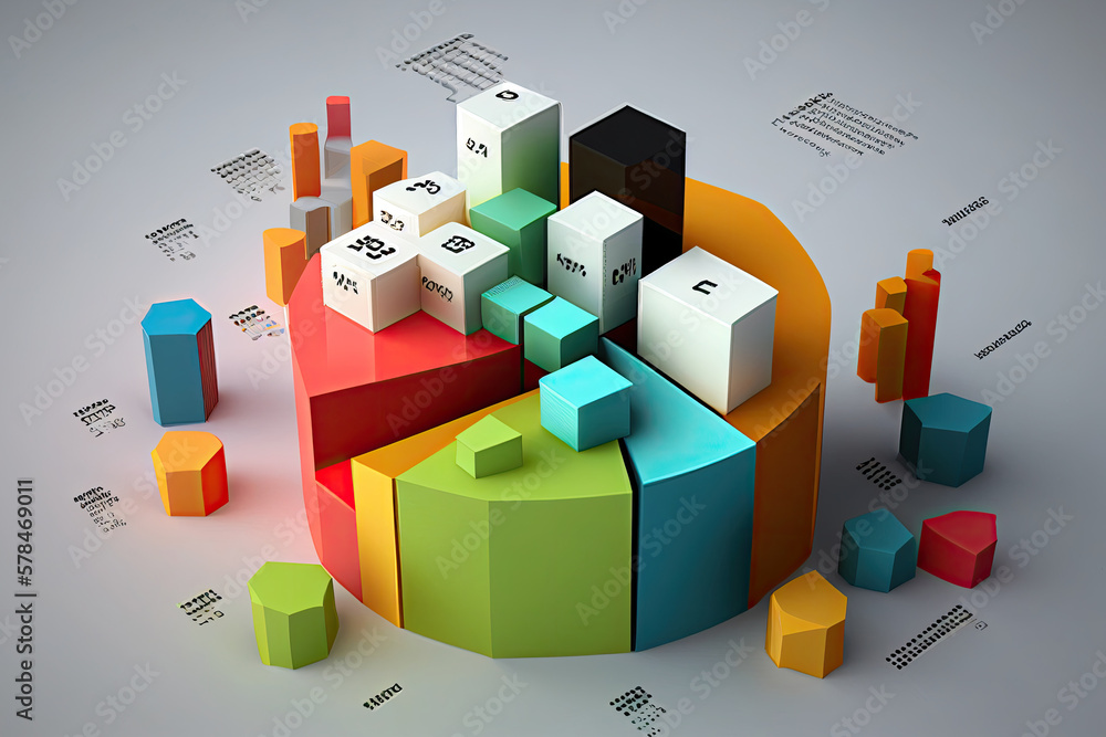 Big data analytics report. Infographic with graph and chart on abstract ...