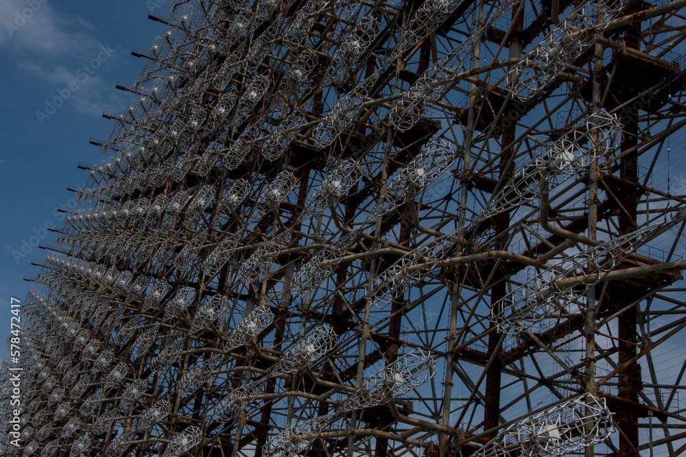 Giant metal structure for military purposes. Abandoned heritage of the ...
