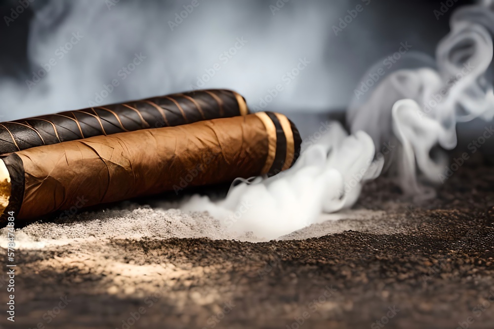 Cuban Cigar With Smoke, Close Up View With Details, Atmospheric Light ...