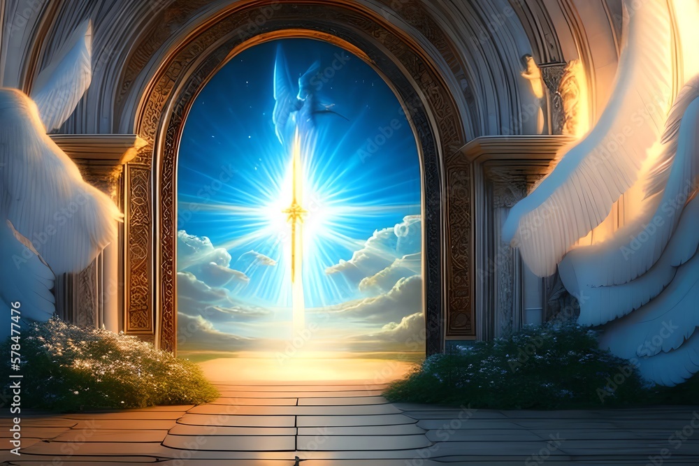 The Door To Heaven. Fantasy Illustration. God, Angels, Archangel ...