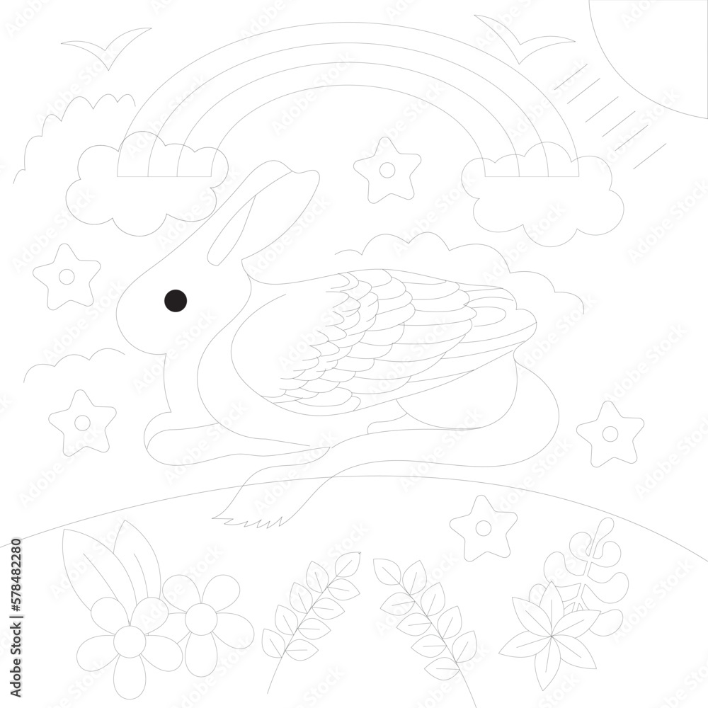 Rabbit coloring pages for kids Nice simple rabbit coloring for kids ...