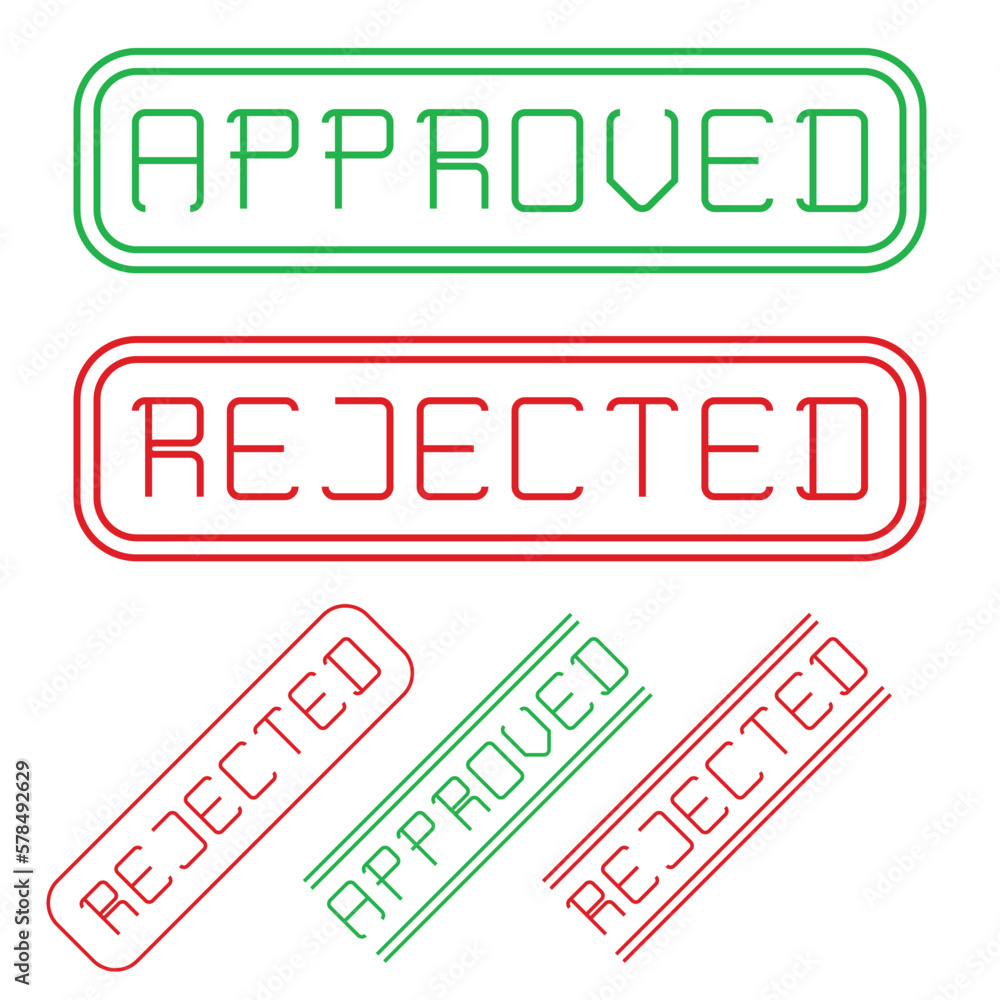 Approved stamp and Rejected stamp, green and red isolated on white ...
