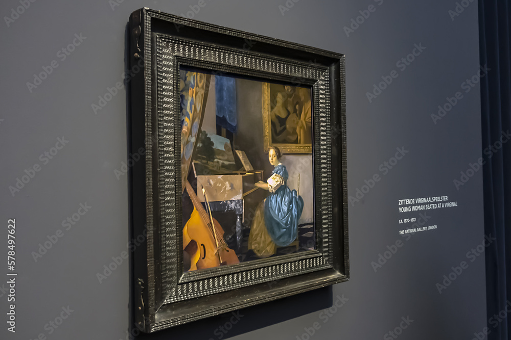 Interior of known Amsterdam Rijksmuseum dedicated to arts and history ...